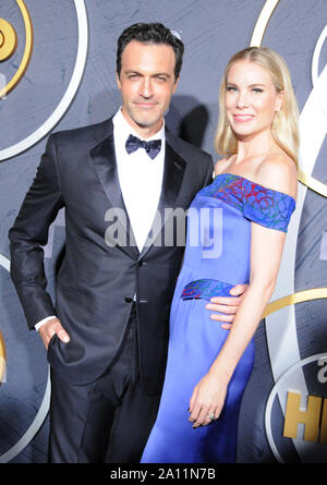 Reid Scott and his wife Elspeth Keller attending the 'Venom' premiere ...