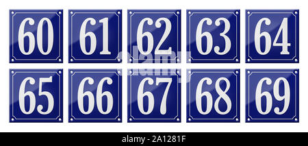 Set of traditional blue enamel signs - Numbers 40- 49 Stock Photo - Alamy