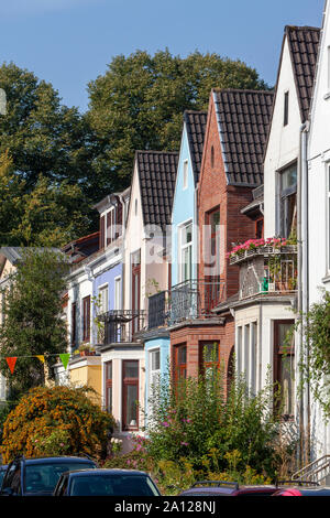 Row of houses, row houses, residential buildings, Neustadt, Bremen ...