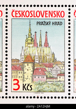 Czechoslovakian postage stamp (1985) : View of Prague Castle / Prazsky ...