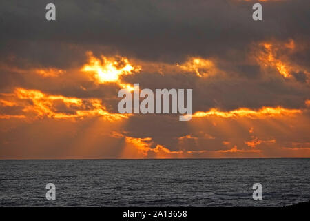 Small waves in the Pacific Ocean off the coast of Kauai, Hawaii, USA in ...