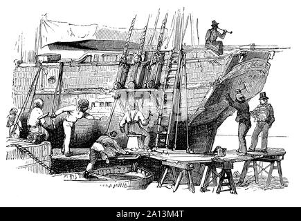 Sealing joints between the wooden planks in the traditional ...