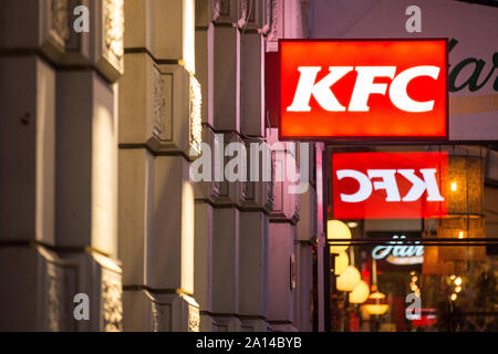 KFC logo seen in Gothenburg. Kentucky Fried Chicken is an American fast ...