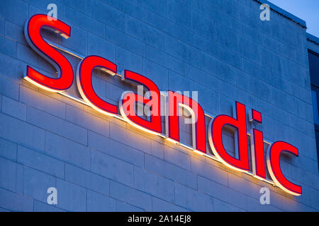 Scandic logo seen in Gothenburg. (Photo by Karol Serewis / SOPA Images ...