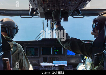 Cockpit view of an EH101 utility helicopter of the Portuguese Air Force ...