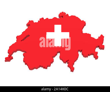 Switzerland flag map. Country outline with national flag Stock Photo ...