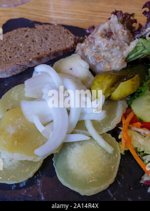 Local dish Harz cheese and Lard in restaurant Brauhaus, Goslar, Lower ...