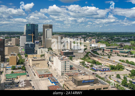 Canada, Manitoba, Winnipeg. Aerial view of rural farmland around the ...
