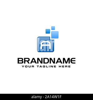coding digital logo design template vector programmer connect lineart ...