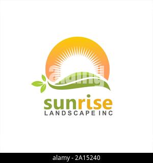Modern Sun Leaf Fresh Morning Logo Design with Circle Vector Template ...