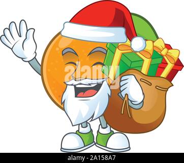 Santa orange fruit cartoon mascot on white background Stock Vector ...