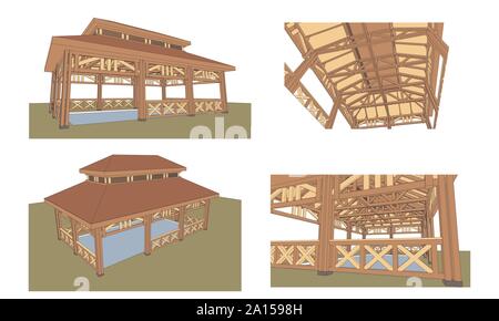 Detailed architectural drawing of swimming pool enclosure with ...