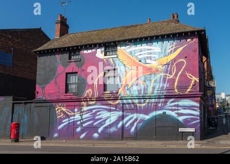 Derelict building in Digbeth, Birmingham which has been painted and ...