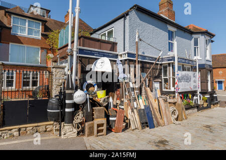 Cluttered fine art shop in Hamble-le-Rice, a coastal village in the ...