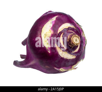 ripe taproot of purple kohlrabi cabbage isolated on white background ...