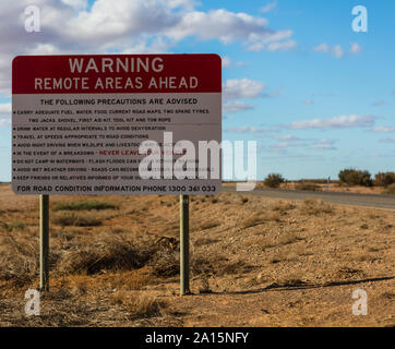 Remote Area Warning sign, Birdsville Track, Marree, Outback, South ...