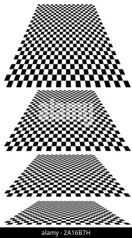 Chequered, checker plane in 3D perspective background. Vanishing ...