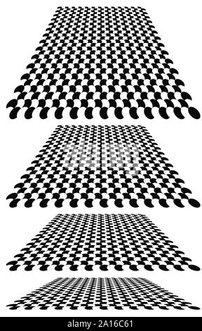 Chequered, checker plane in 3D perspective background. Vanishing ...