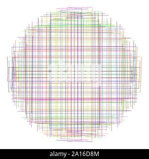 Crosshatch, tangle lines circle. Scribble, sketchy random intersecting lines grid, mesh ...