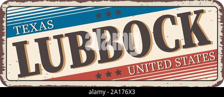 Welcome to lubbock Texas vintage rusty metal sign on a white background ...