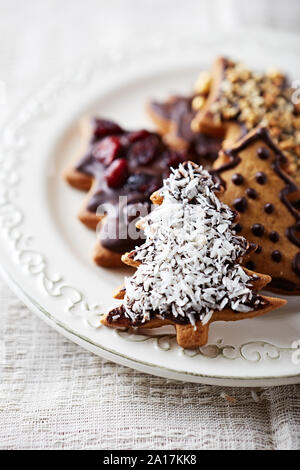 Coconut cookies with chocolate glaze Stock Photo - Alamy