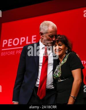 Labour leader Jeremy Corbyn and his wife Laura Alvarez on the balcony ...
