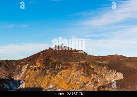 Terrain near summit crater on climbing route on Mount Fuji, a ...