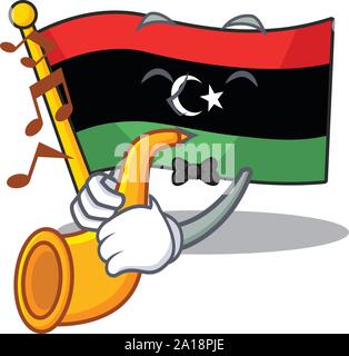 libya flag and musical note. Music background. National flag of libya ...