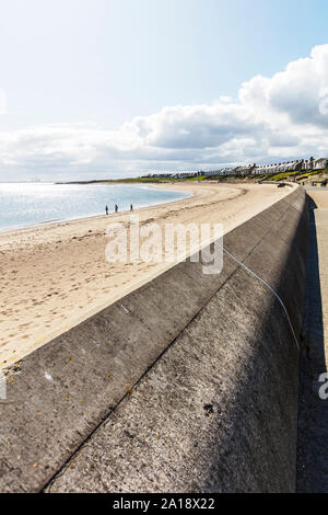 The Beach and Bay at Newbiggin-by-the-Sea, Northumberland Stock Photo ...
