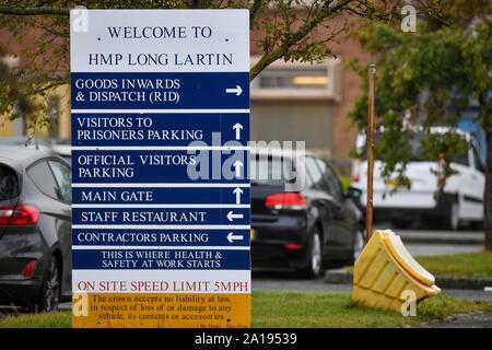 A sign at HMP Long Lartin, near Worcester, where order has been ...
