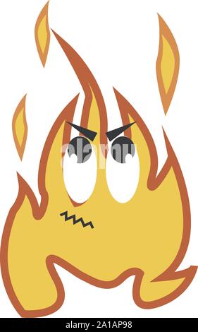 Angry man with head on fire. Stressed furious businessman with burning ...