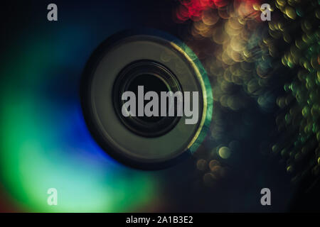 Beautiful abstract cd dvd disk with multi colored shine light ...