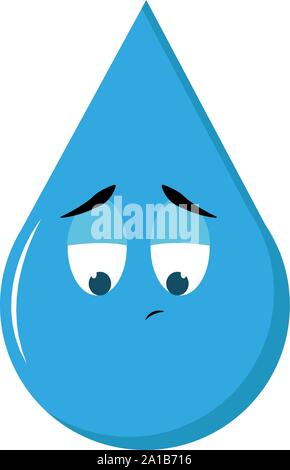 Sad water drop, illustration, vector on white background Stock Vector ...