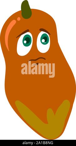 Sad pineapple, illustration, vector on white background Stock Vector ...