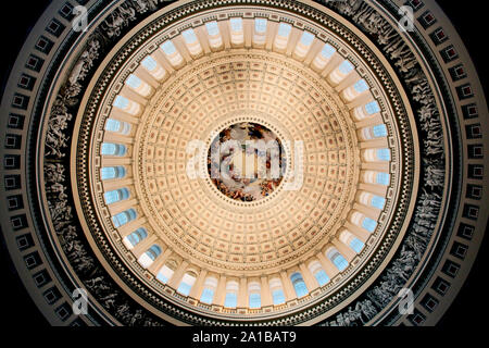 The fresco on the inside of the US Capitol rotunda showing George ...