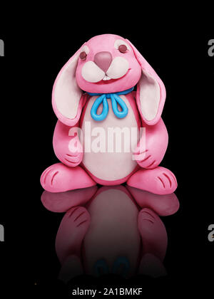 Cute plasticine rabbit isolated on white background with clipping path ...