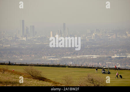 Tameside boarder Werneth Low looking down to the Golf Course and the ...
