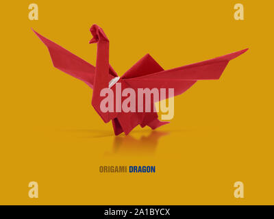Origami red paper dragon Stock Photo - Alamy