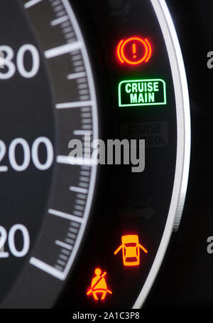 Car failure error signs on dashboard macro close up view Stock Photo ...