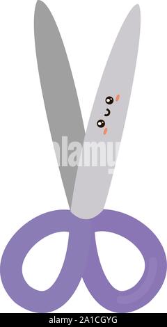 Purple scissors, illustration, vector on white background Stock Vector ...