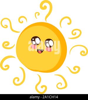 Cute funny Sun character. Vector hand drawn cartoon sun isolated on ...
