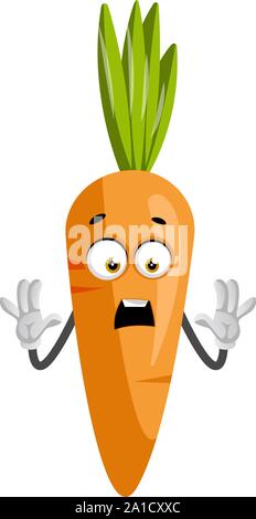 Scared carrot, illustration, vector on white background Stock Vector ...