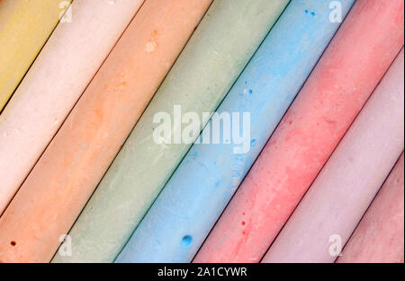 Close up of multicolored chalk sticks together Stock Photo - Alamy