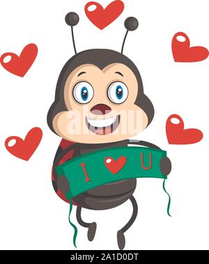 Lady bug with hearts on white background Stock Vector Image & Art - Alamy