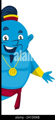 Genie Magical character cartoon. Traditional Persian tale powerful ...