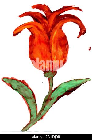 Tulip fine art watercolor painting. Colorful tulip home decor ...