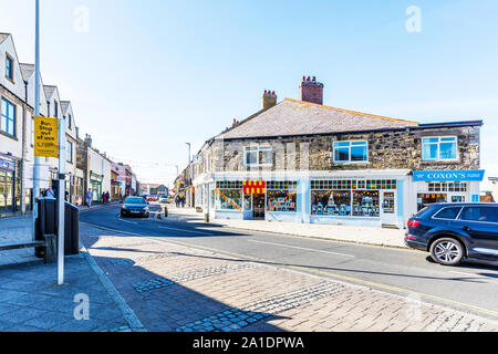 Seahouses town centre, Northumberland, England Stock Photo - Alamy