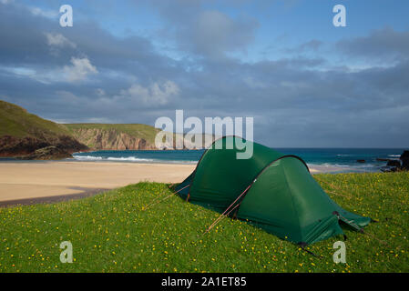 Wild camping at Kearvaig Beach, Cape Wrath, Sutherland Stock Photo - Alamy