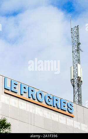 Le Progres - Lyons Daily newspaper's sign, Confluence district, Lyon ...