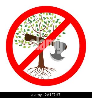 Dont cut down trees sign isolated on white background. Save our trees ...